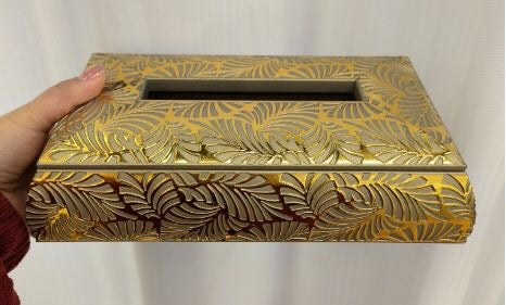 Fancy leave Golden Tissue Box For Home And Office Tables – Citystoree.pk